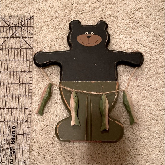 Accents | Vintage Wooden Bear With Fish Home Decor | Poshmark
